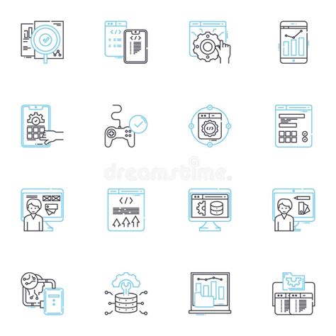 Big Data Linear Icons Set Analysis Analytics Automation Cloud
