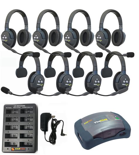 Eartec Co Hub844 Eartec Ultralite Hub Full Duplex Wireless Intercom System W 8 Headsets 4