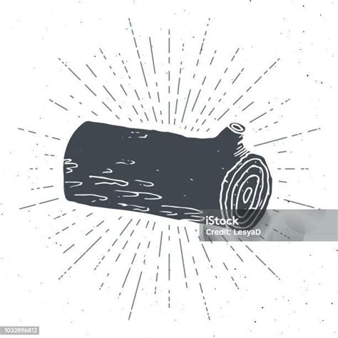 나무 로그 빈티지 라벨 손으로 그린된 스케치 그런 지 질감된 복고풍 배지 인쇄 술 디자인 T셔츠 인쇄 벡터 일러스트 0명에 대한 스톡 벡터 아트 및 기타 이미지 Istock