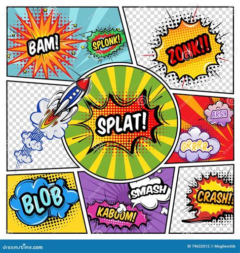 Pop Art Elements Set - Comic Speech Bubbles And Sunburst Background. Empty Dialog Clouds And ...