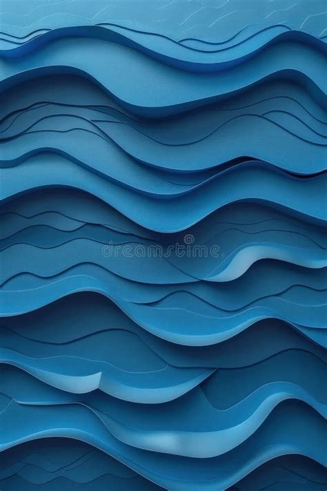 Blue Paper Waves Create An Abstract Background With Flowing And Curved