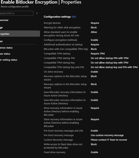 policy conflict in bitlocker policy r intune
