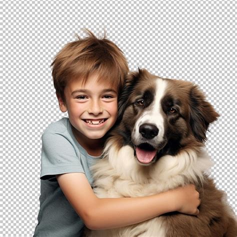 Premium PSD | Happy smile boy and dog