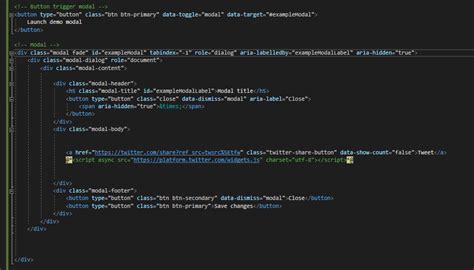 Html Twitter Tweet Button Inside A Bootstrap Modal Popup Not
