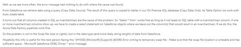 Error While Loading The Data From Salesforce To Adlsgen1 In The Adf