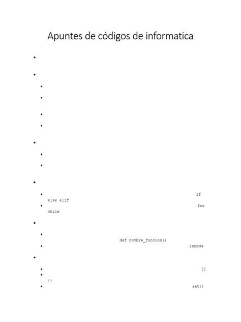Apuntes De Códigos De Informatica Pdf Lenguaje De Programación Python Lenguaje De