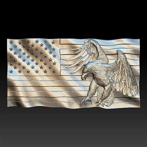3d Stl Models For Cnc Flag Usa With Eagle Full Set 6 Stl Files With Hi