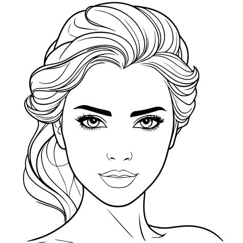 Elsa Vector Line Art Illustration Premium Ai Generated Vector