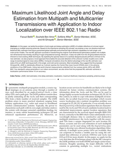 Pdf Maximum Likelihood Joint Angle And Delay Estimation From Multipath And Multicarrier