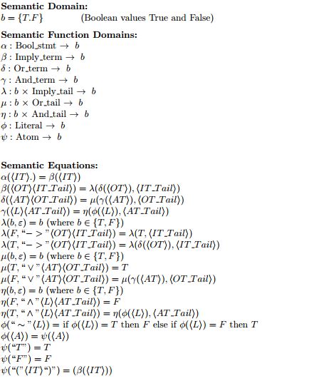 below is the syntax and semantics for a single