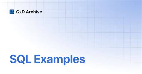 Sql Examples Cxd Archive Sql Examples Cxd Archive