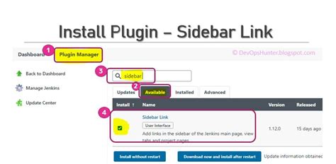 devops hunter sidebar links in jenkins job