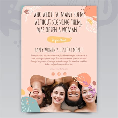 Free Vector Flat Women S History Month Vertical Poster Template