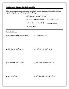 Algebra 1 Algebra 2 Tutorial Adding And Subtracting Polynomials