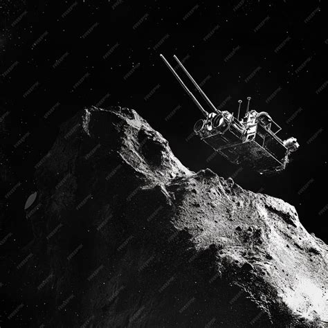 An Autonomous Space Probe Collecting Samples From An Asteroid Premium Ai Generated Image