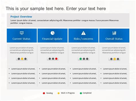 Blue Project Status Overview Grid With Traffic Light Indicators Presentation Template