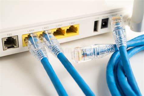 Ethernet Cable With Wireless Router Connect To Internet Service Provider Internet Network Stock