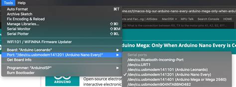MacOS Big Sur Arduino Nano Every Arduino Mega Only When Arduino Nano Every Is Connected No