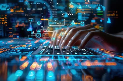 Hands Are Rapidly Typing On A Keyboard Immersed In A World Of Digital Symbols And Codes
