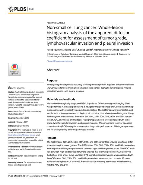 Pdf Non Small Cell Lung Cancer Whole Lesion Histogram Analysis Of
