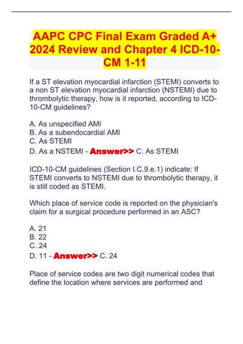 AAPC CPC Final Exam Graded A Review And Chapter ICD CM AAPC Stuvia US