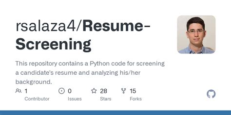 GitHub Rsalaza Resume Screening This Repository Contains A Python Code For Screening A