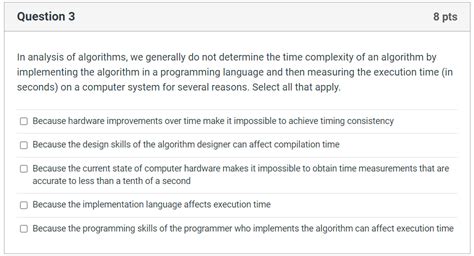 Solved Question Pts In Analysis Of Algorithms We Chegg Com