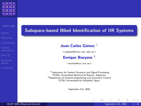 Ppt Subspace Based Blind Identification Of Iir Systems Outline Powerpoint Presentation 470650
