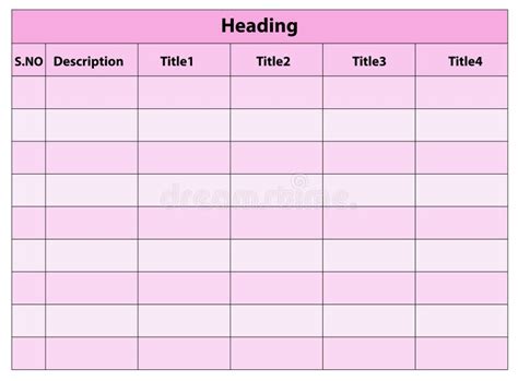 Table Layout 4 Different Pink Color Table Format Vector Creative