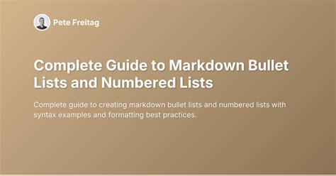 Complete Guide To Markdown Bullet Lists And Numbered Lists