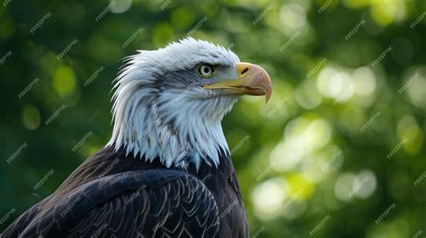 Premium Photo Bald Headed Eagle Side Profile Generative Ai
