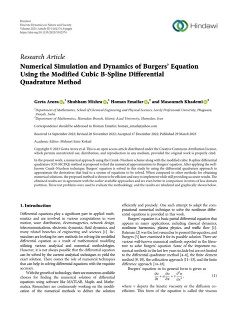 Pdf Numerical Simulation And Dynamics Of Burgers Equation Using The