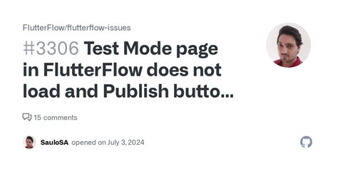 Test Mode Page In Flutterflow Does Not Load And Publish Button Does Not