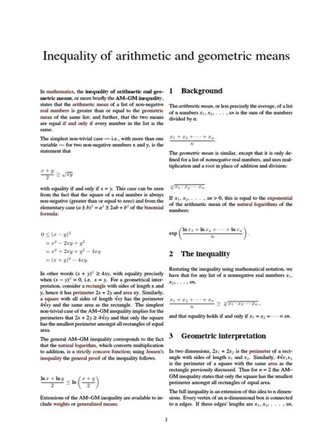 Inequality Of Arithmetic And Geometric Means Pdf Mathematics Mathematical Analysis