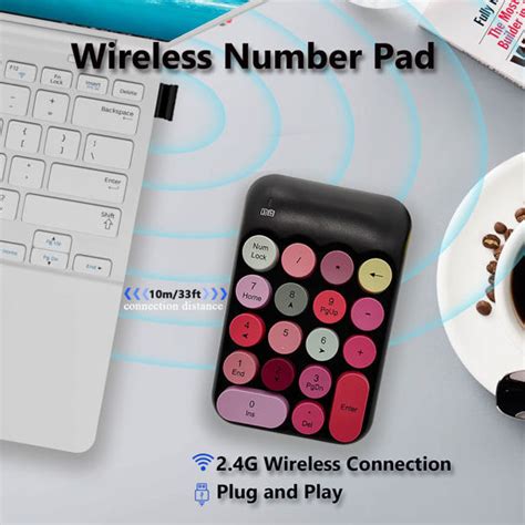 Getuscart Wireless Number Pad Ergonomic Cute Colorful Retro Mini Portable Numeric Keypad