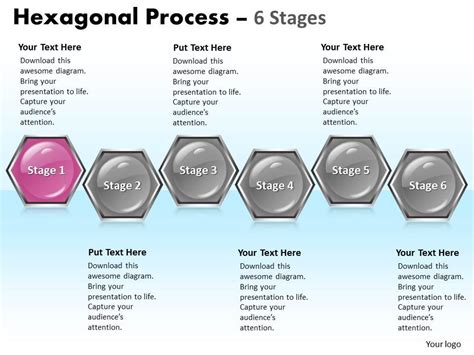 Hexagonal Process 6 Stages 1 Templates PowerPoint Presentation Slides Template PPT Slides