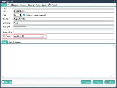 second ftp vendor option was added in limagitox file mover