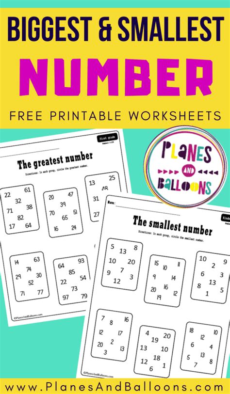Greatest And Smallest Number Worksheets For Kindergarten And First Grade Planes And Balloons