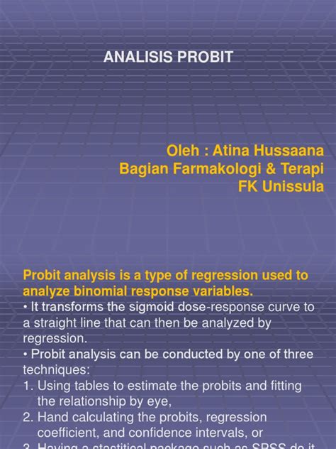 Analysis Of Dose Response Data Through Probit Regression Pdf Regression Analysis