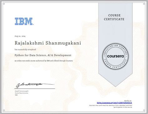 rajalakshmi shanmugakani on linkedin ibm coursera python datascience coursera ai