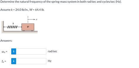 Solved Determine The Natural Frequency Of The Spring Mass