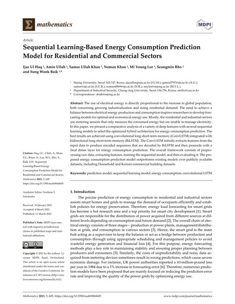 Pdf Sequential Learning Based Energy Consumption Prediction Model For