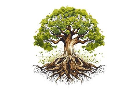 Tree With Roots Clipart Graphic By Illustrately Creative Fabrica