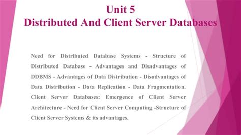 Rdbms Unit 5 Ddbms Distributed Database Management Systemspptx