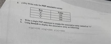Solved 8 10 Write Code For Phd A Wri B Using Foreach