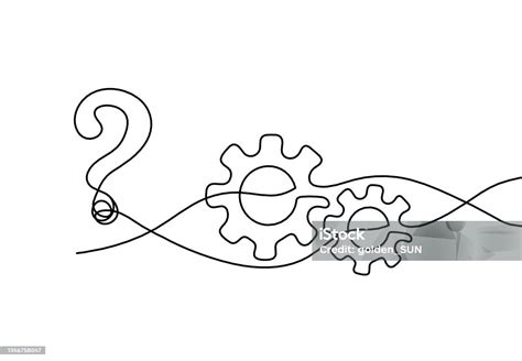 흰색 배경에 줄 그리기로 물음표와 추상 둥근 금속 기어 바퀴 팀워크 의 개념 0명에 대한 스톡 벡터 아트 및 기타 이미지 0명 개념 개발 Istock