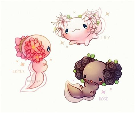 Kawaii Axolotl Art With Colorful Aesthetic Cute Kawaii Axolotl