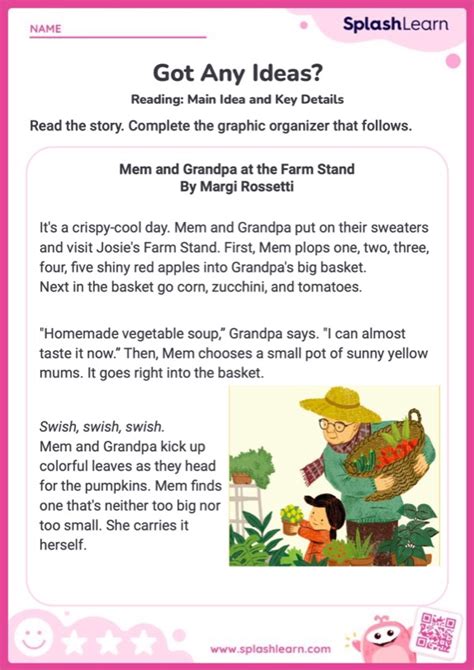 Main Idea And Details Template