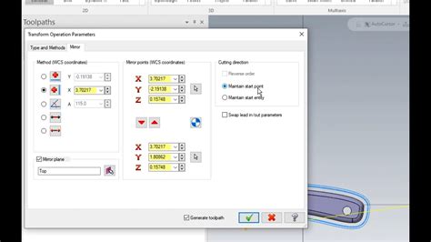 mastercam 2022 library toolpath transform part 3 mirror