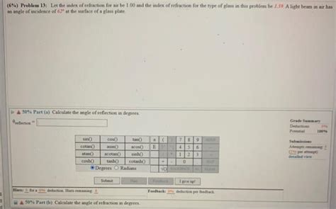 Solved Problem Let The Index Of Refraction For At Chegg